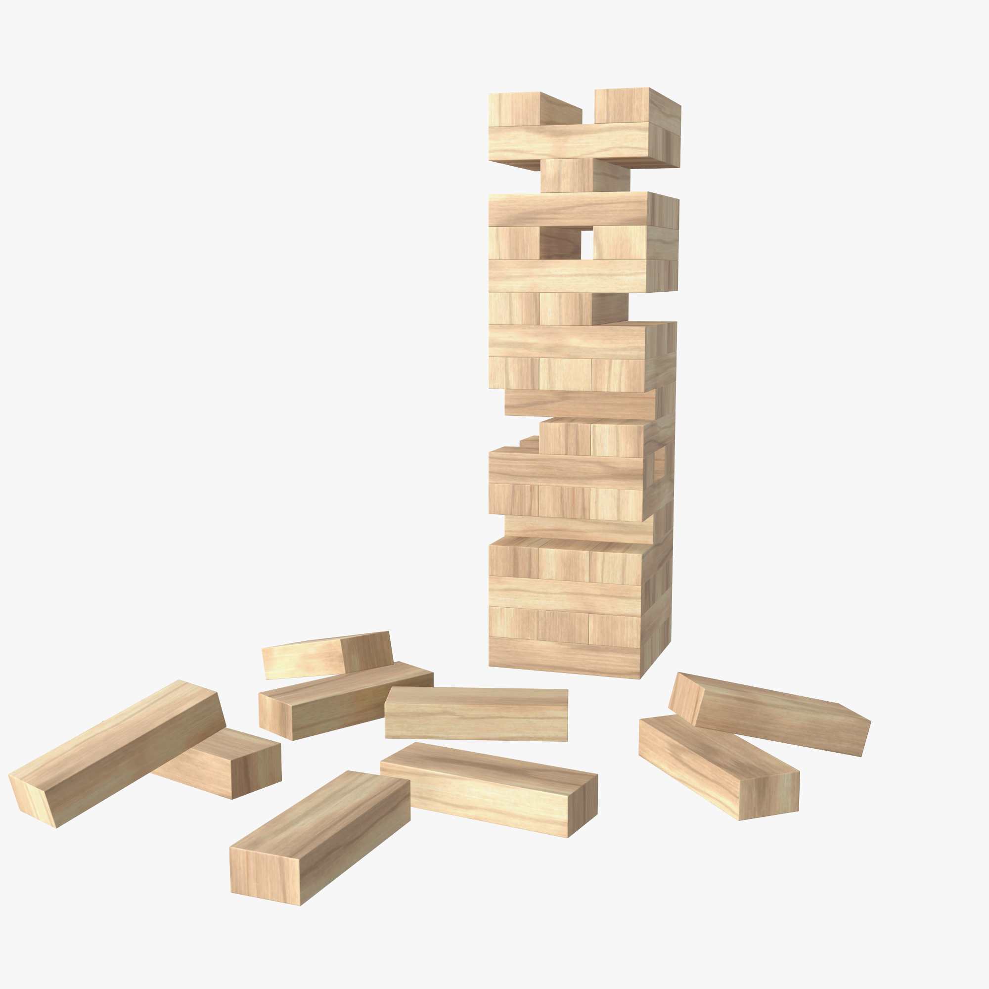 Tower blocks game wooden PBR 3D Model - 3dmstock.com