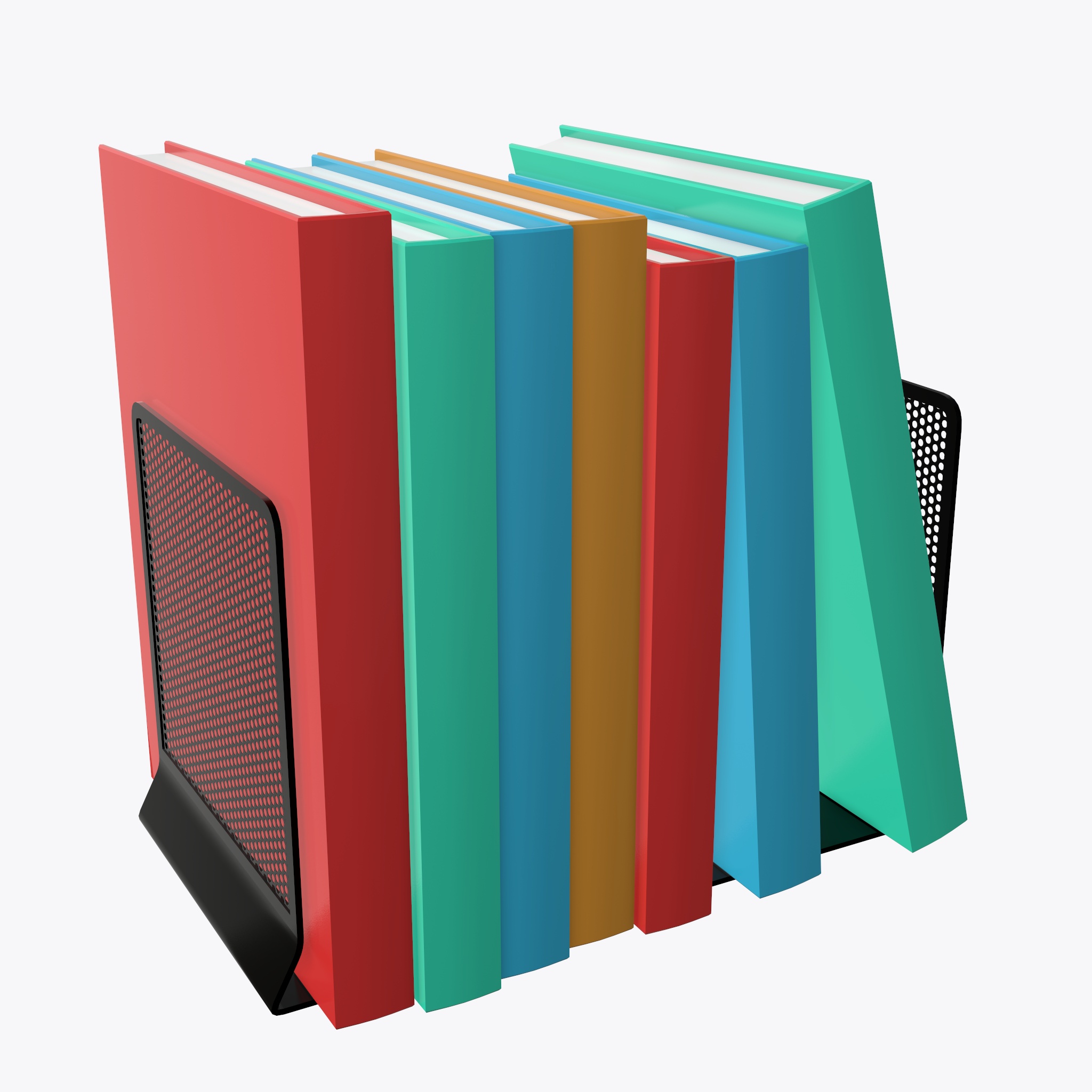 Book mesh holder with books PBR 3D Model - 3dmstock.com