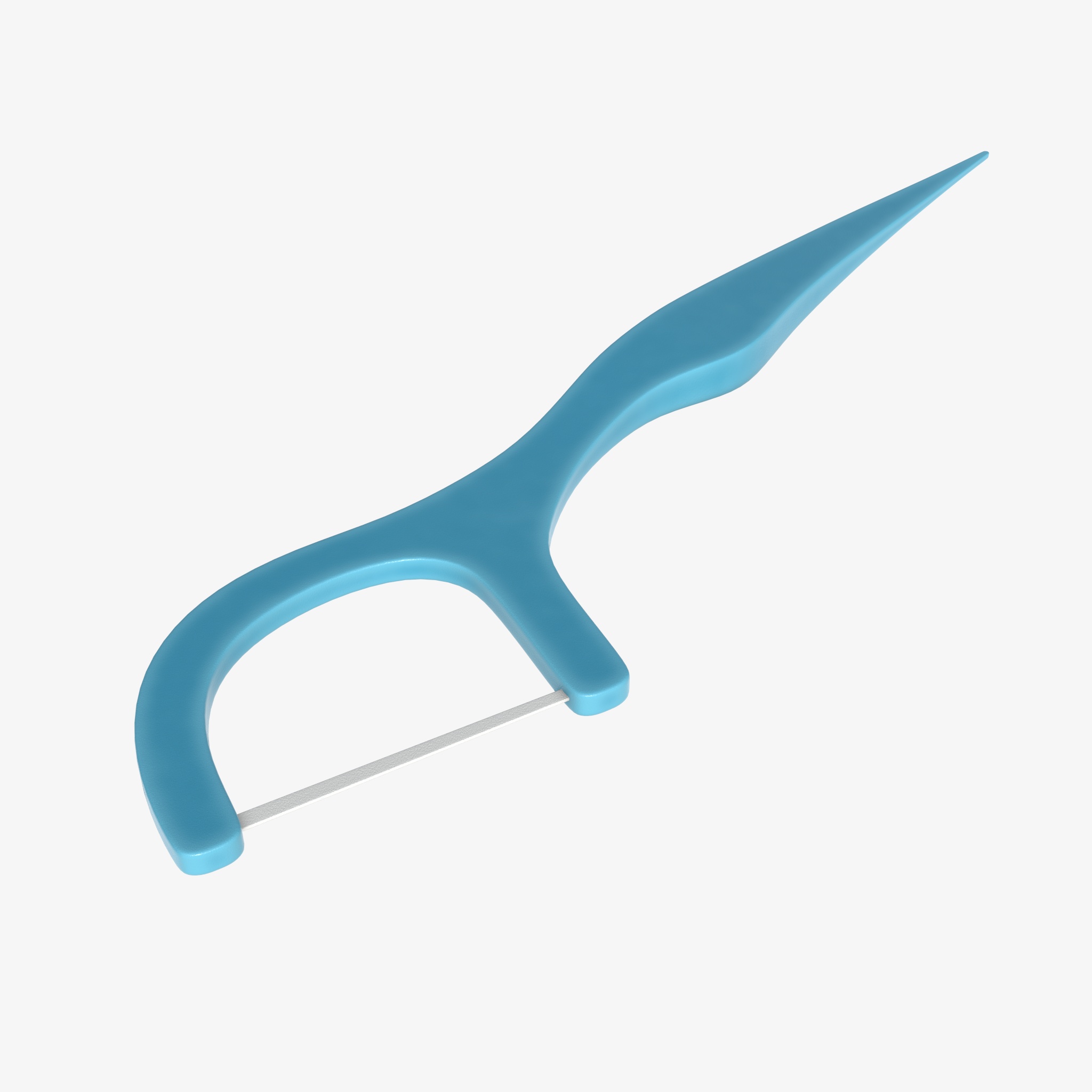 Dental floss pick with flat thread and wide bow PBR 3D Model - 3dmstock.com