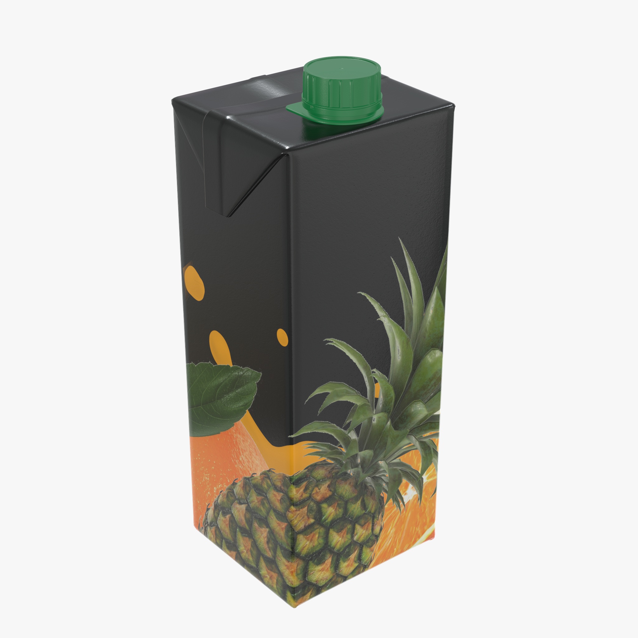 Juice cardboard box packaging with cap 1000ml PBR 3D Model - 3dmstock.com