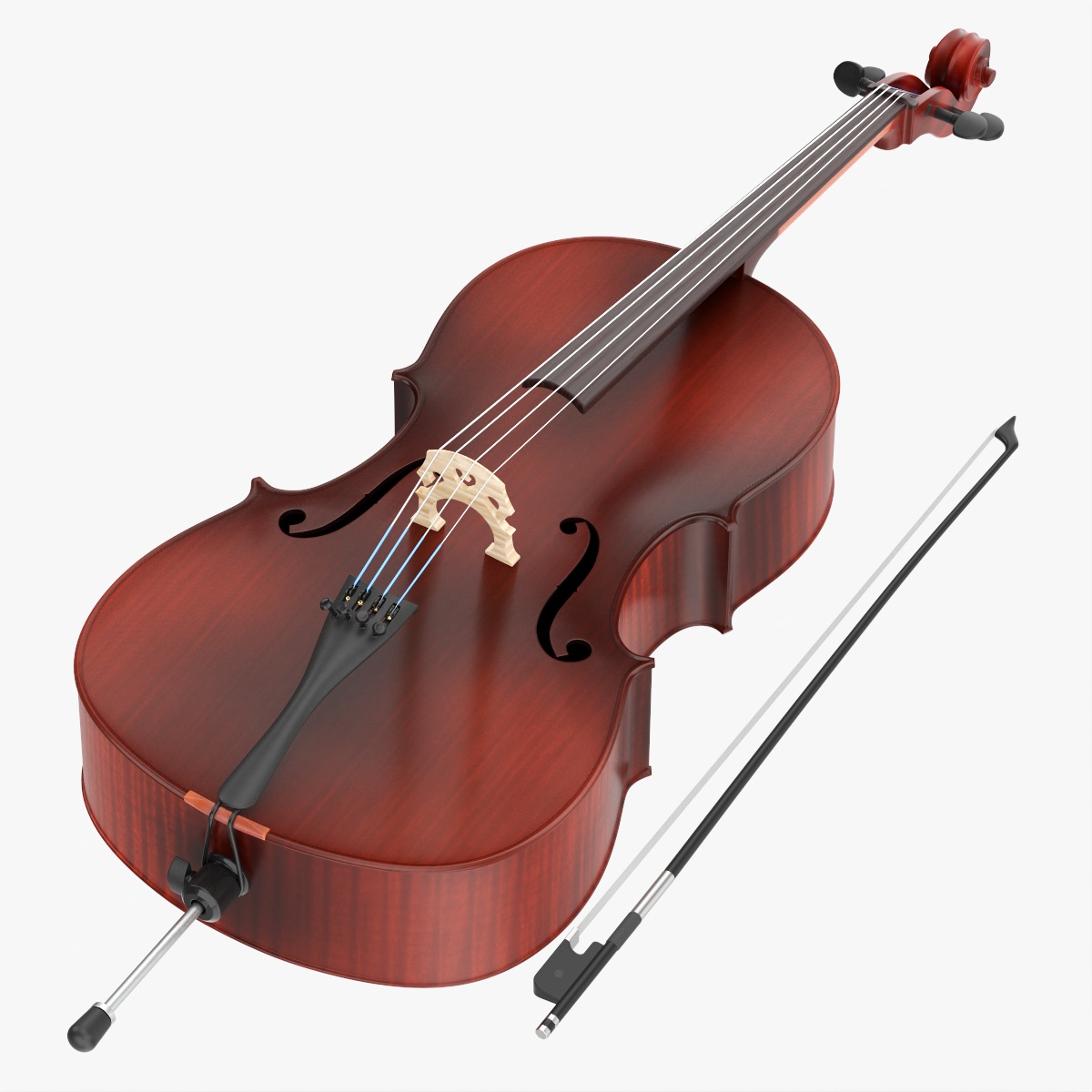 Acoustic Cello Red PBR 3D Model - 3dmstock.com