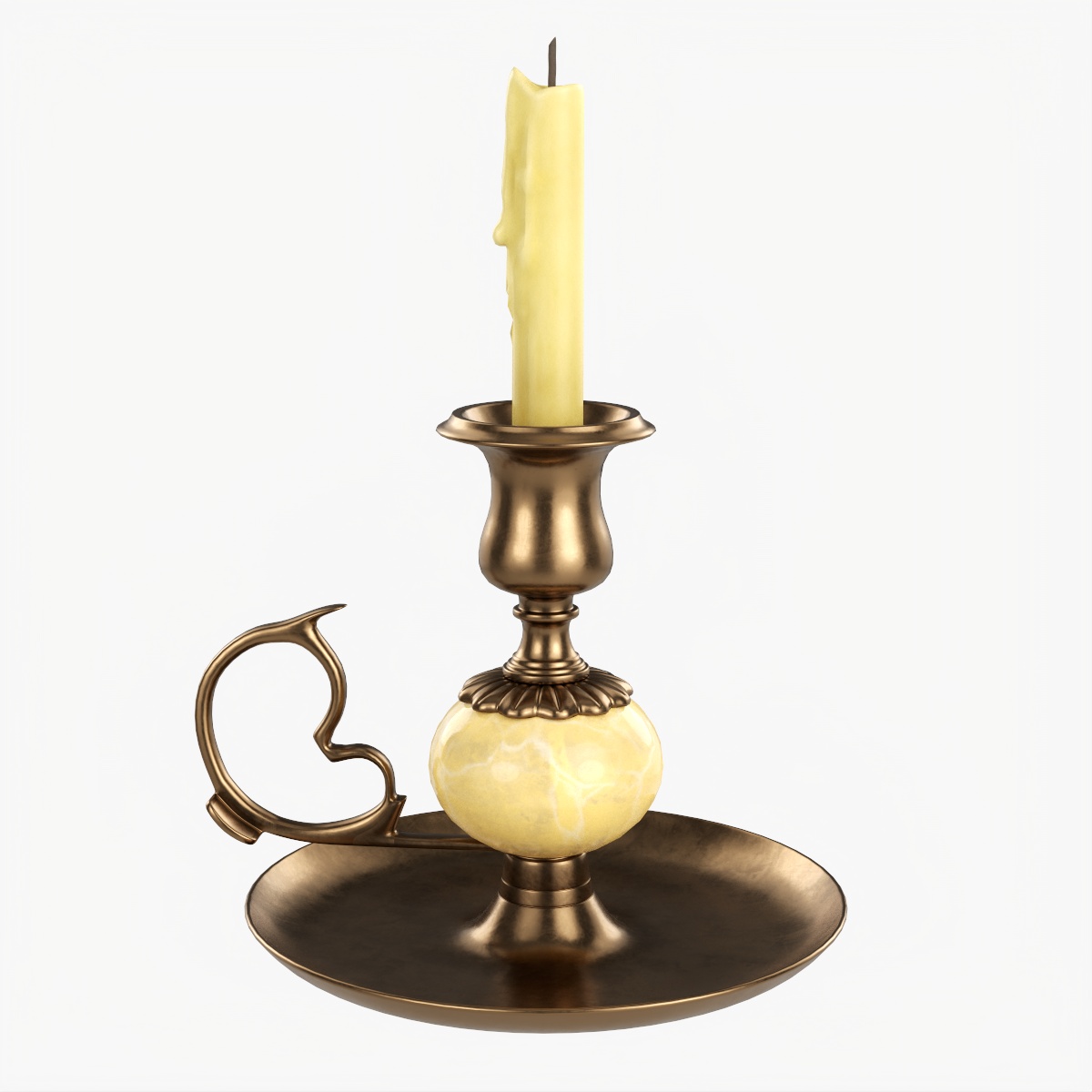 Antique Candlestick With Handle PBR 3D Model - 3dmstock.com