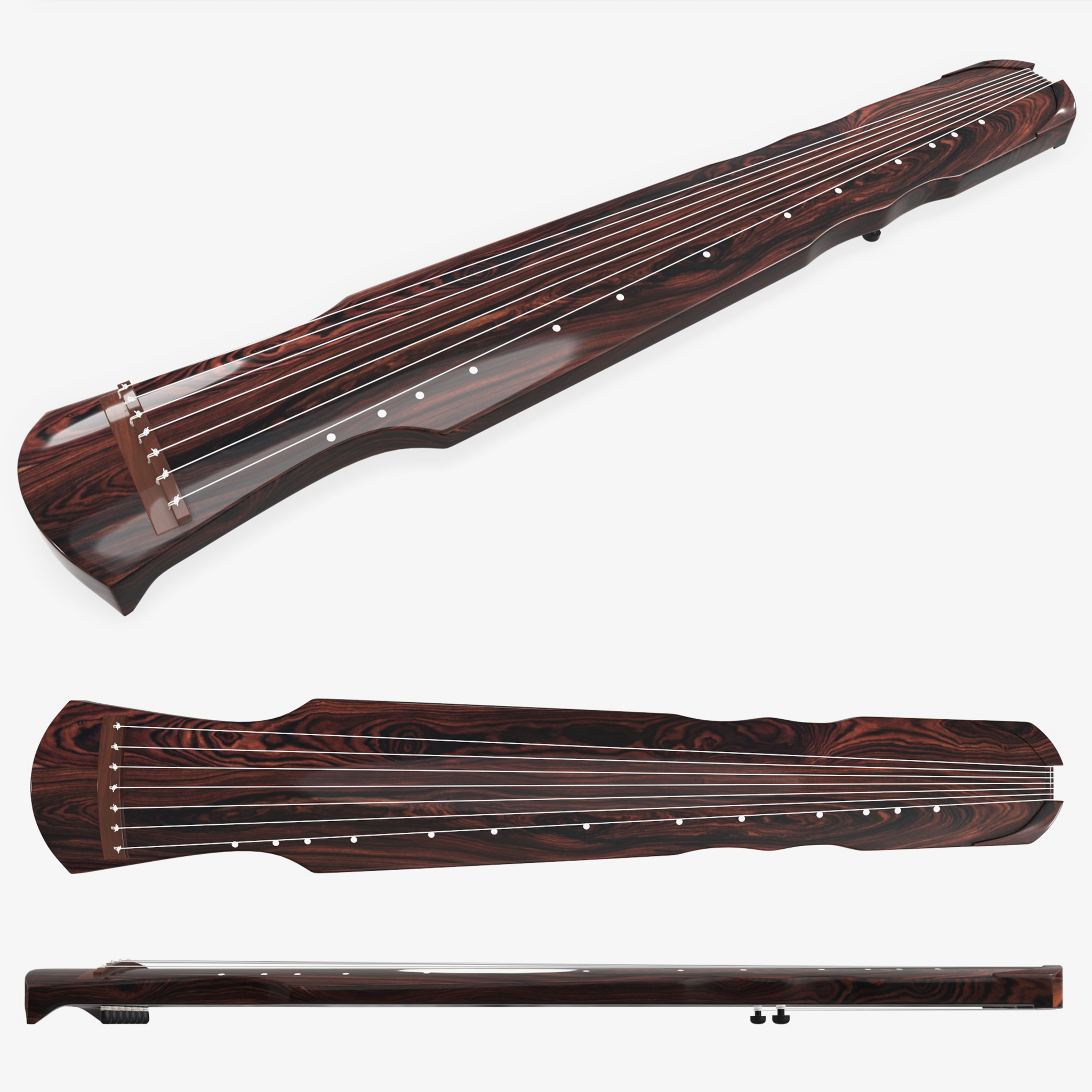 Chinese zither musical instrument PBR 3D Model - 3dmstock.com