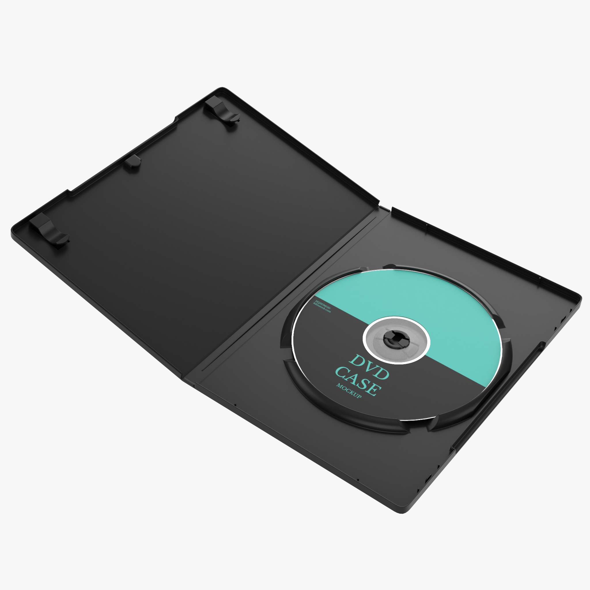 DVD case open with disc 01 mockup PBR 3D Model - 3dmstock.com