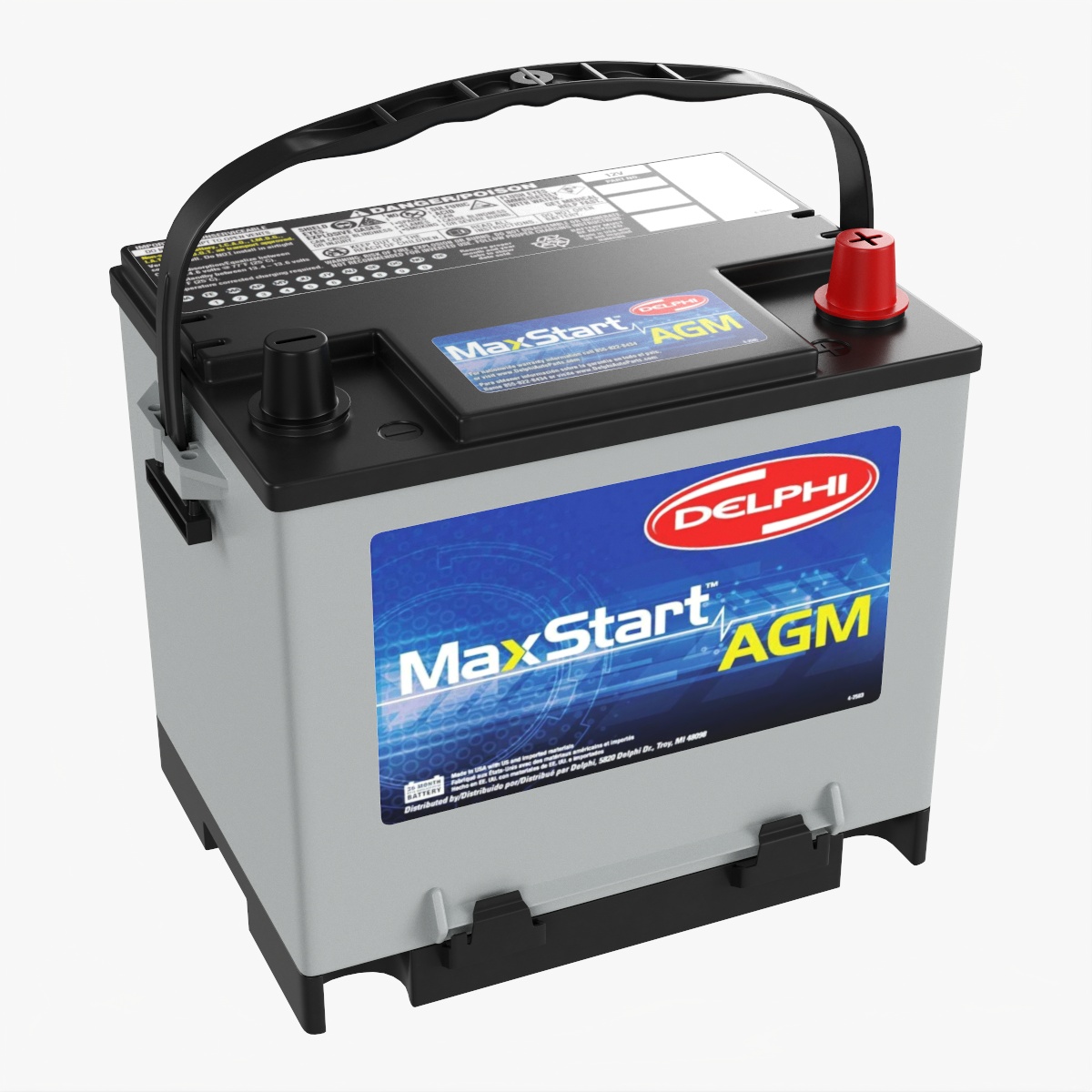 Delphi Maxstart Agm Car Battery PBR 3D Model - 3dmstock.com