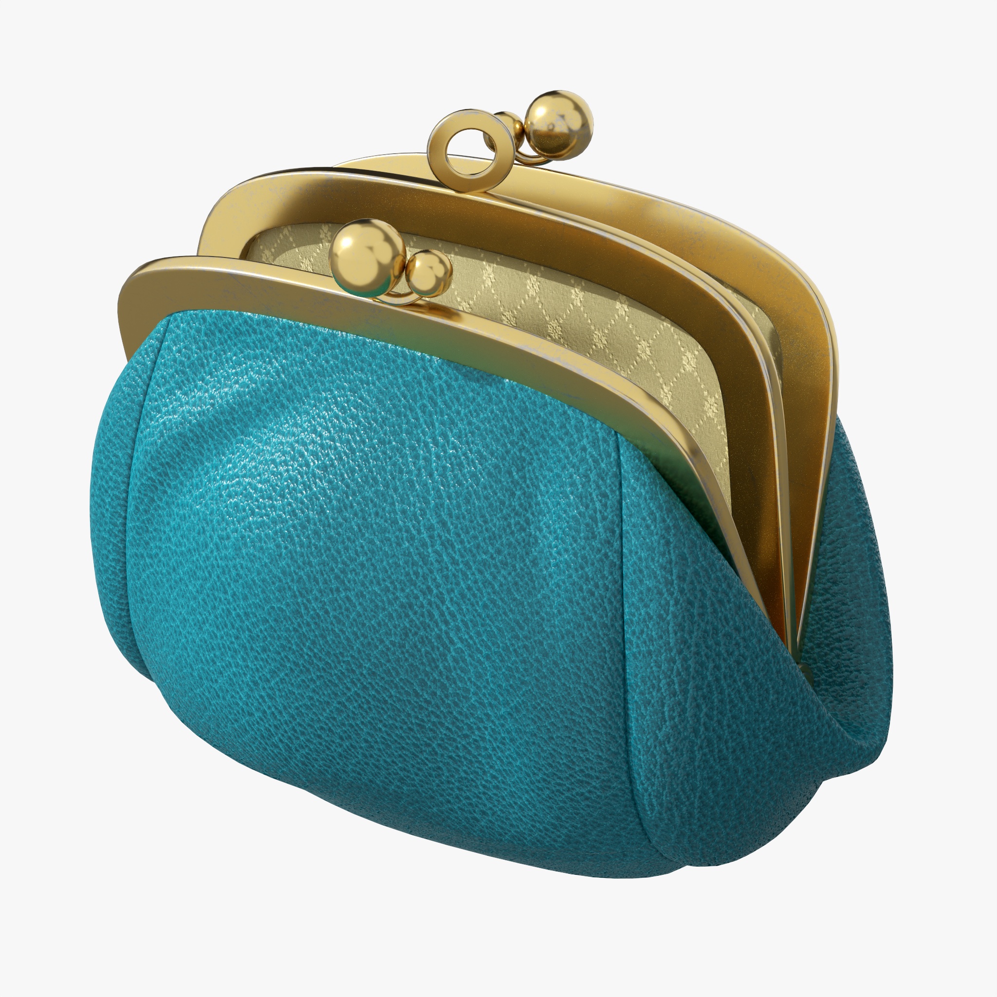 Female coin purse open PBR 3D Model - 3dmstock.com