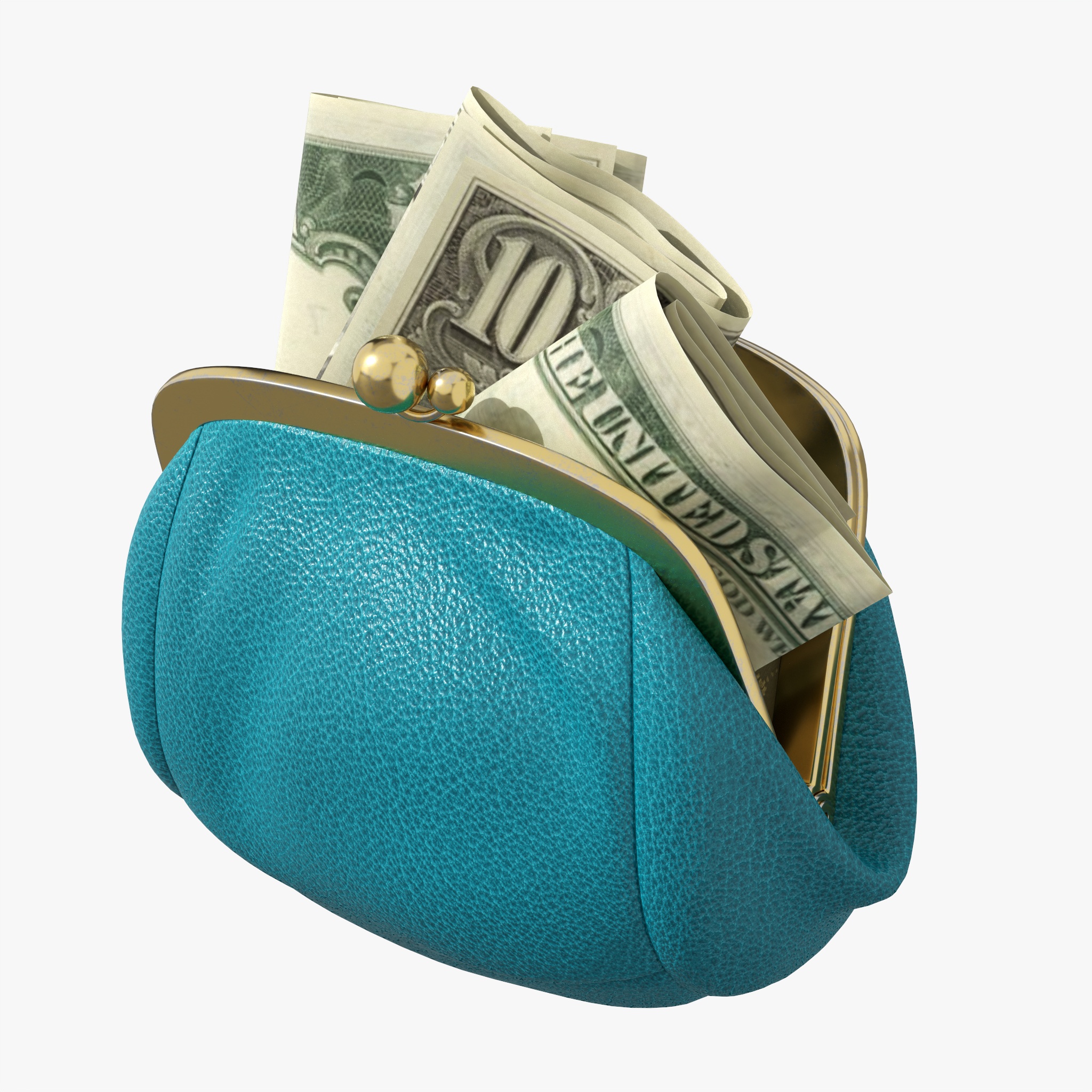 Female purse with banknotes PBR 3D Model - 3dmstock.com