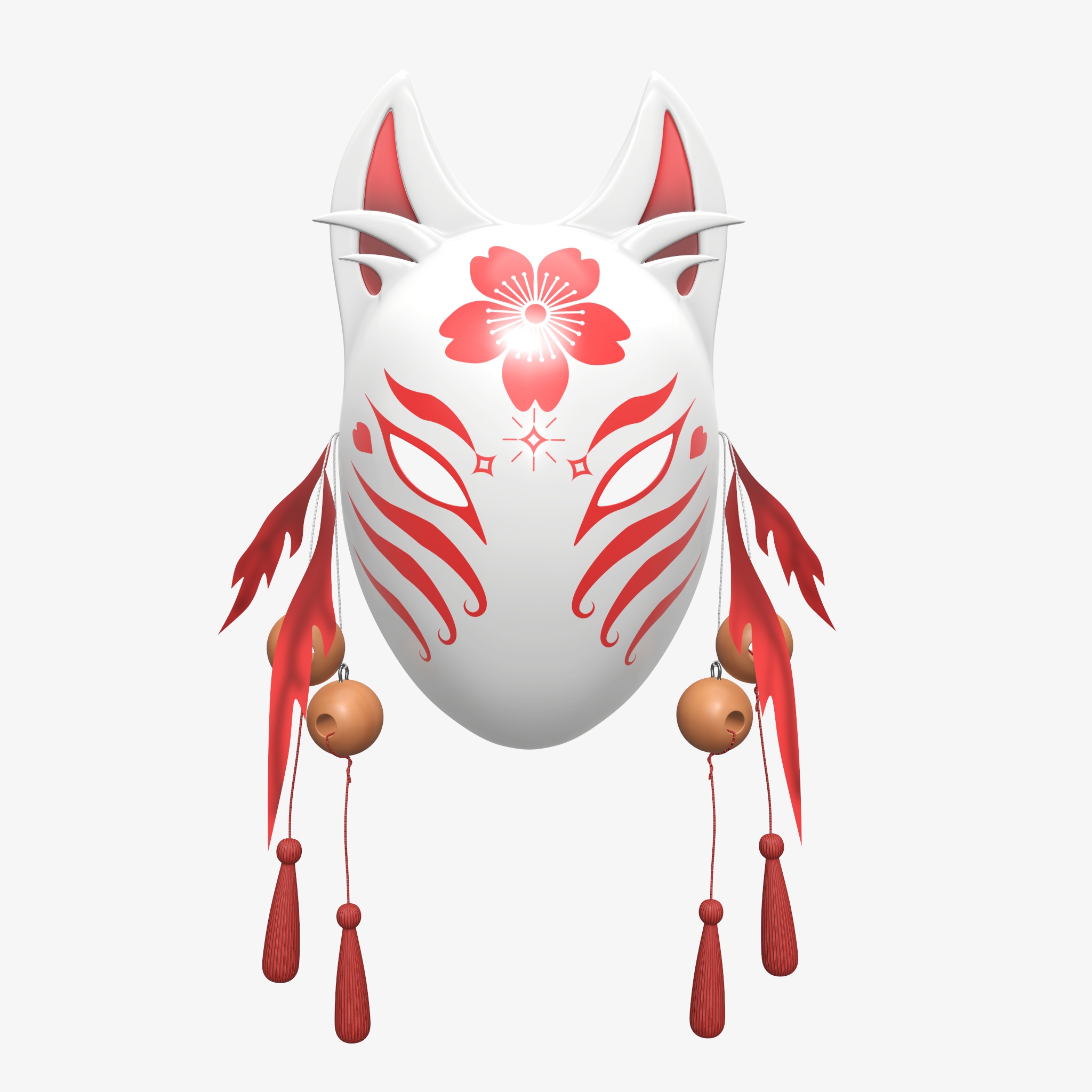 Kitsune demon fox mask PBR 3D Model - 3dmstock.com