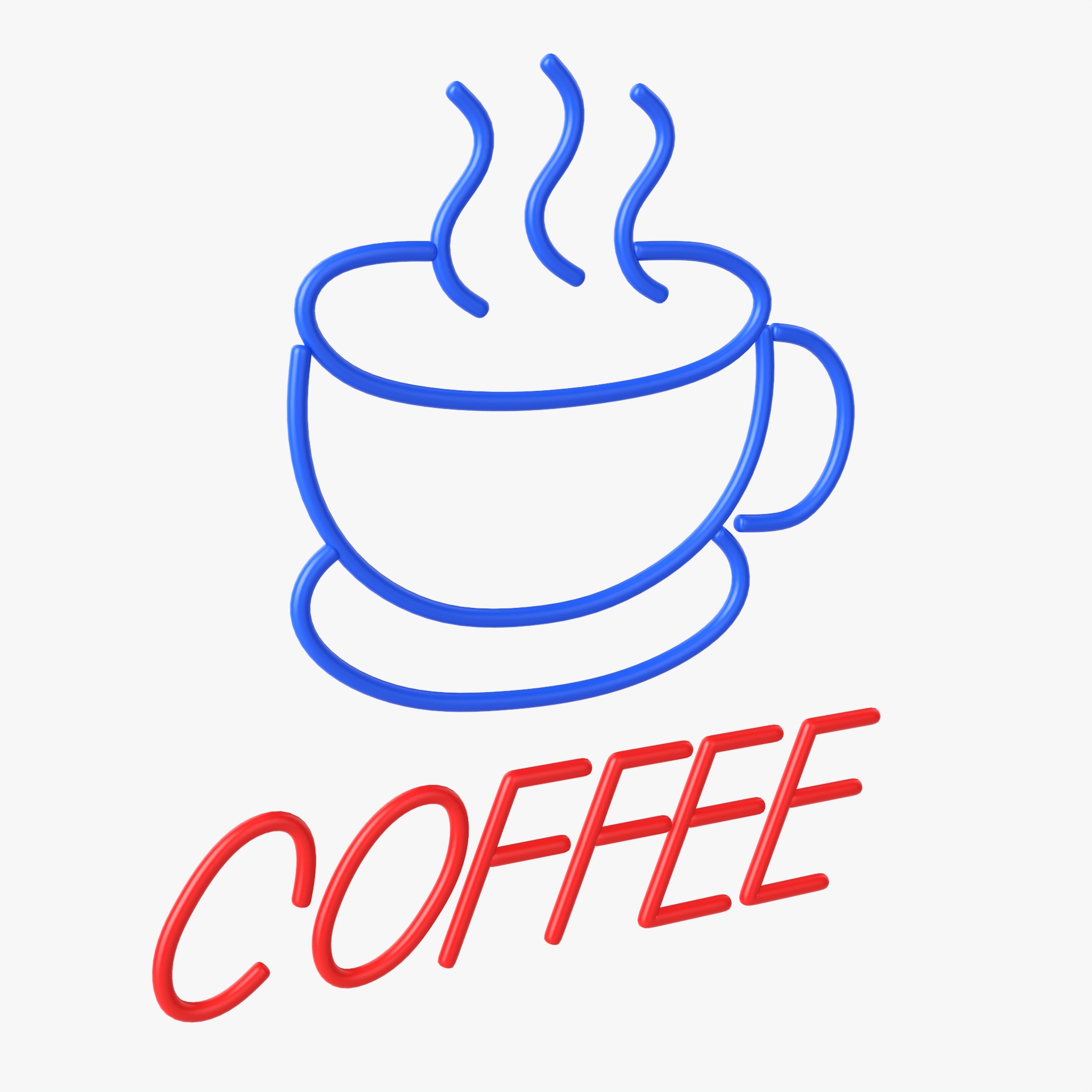 Led neon light sign 01 PBR 3D Model - 3dmstock.com