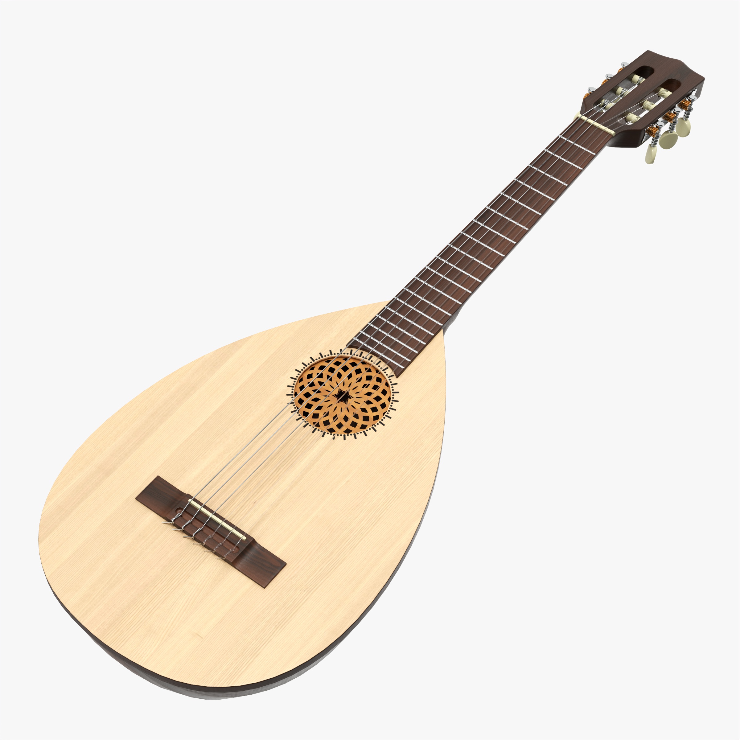 Lute String Instrument PBR 3D Model - 3dmstock.com