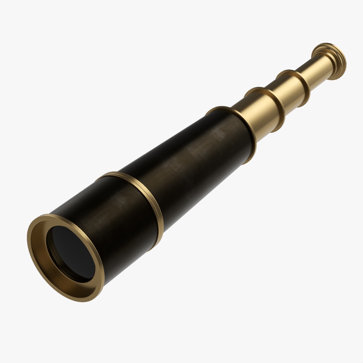 Old Brass Spyglass PBR 3D Model - 3dmstock.com