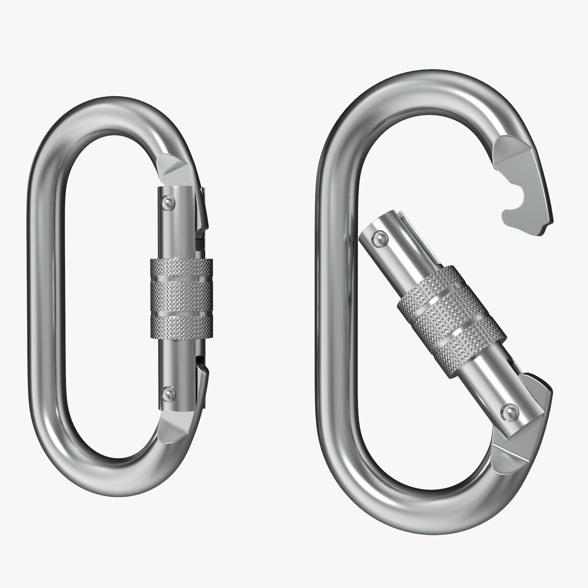 Oval shape climbing carabiners PBR 3D Model - 3dmstock.com