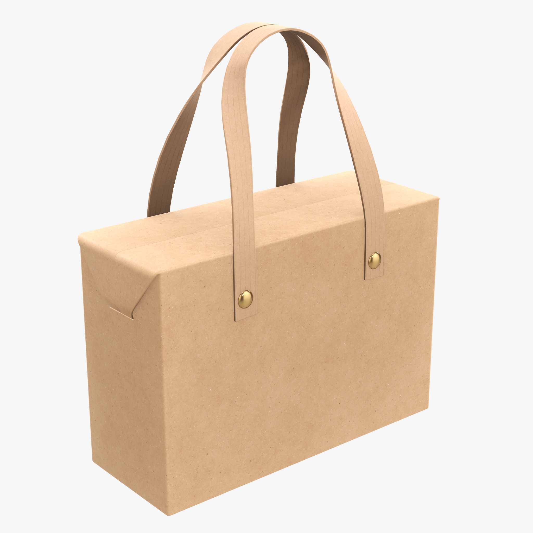 Paper box with handles and rivets 2 PBR 3D Model - 3dmstock.com