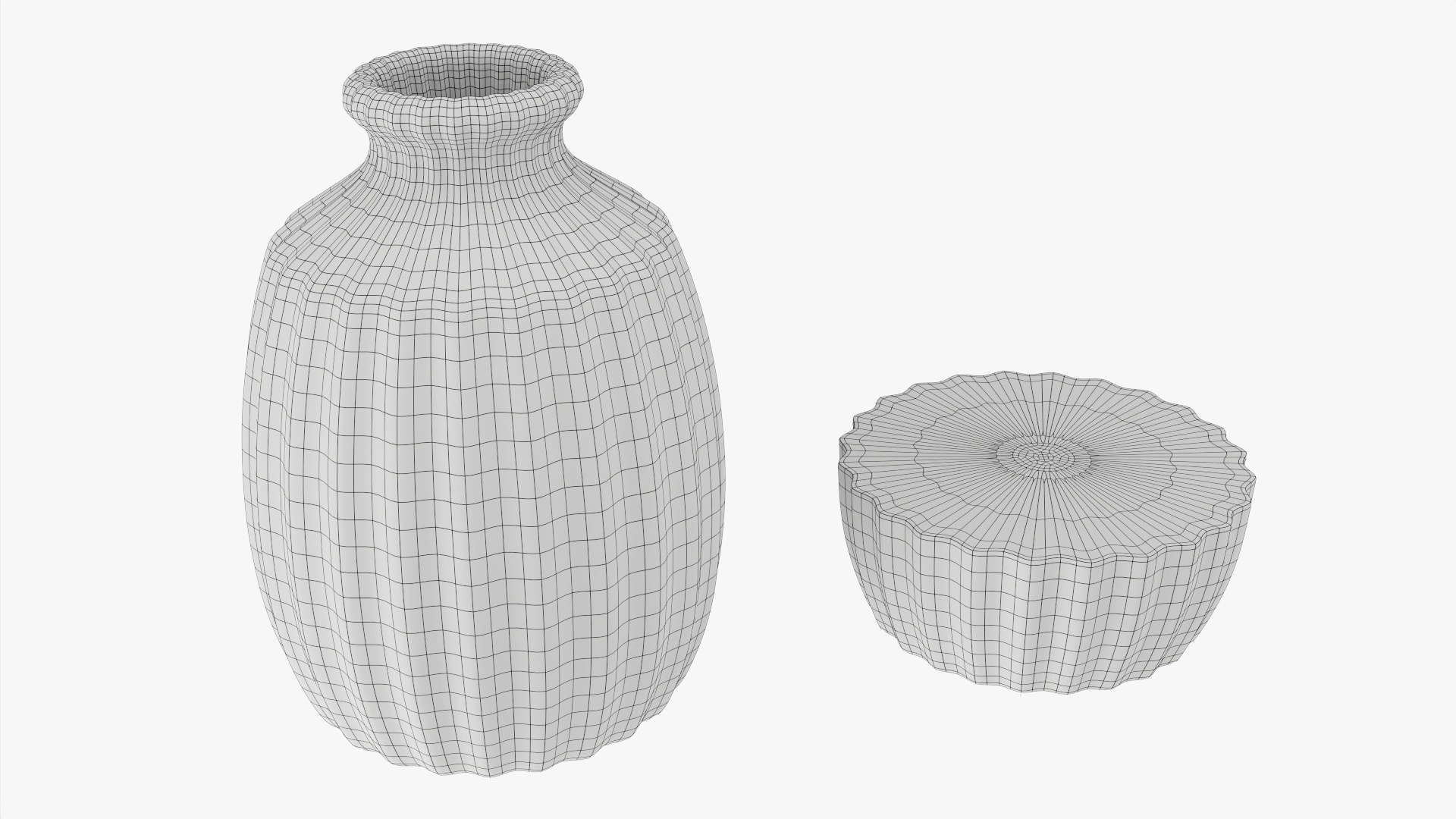 Decorative fluted glass vase PBR 3D Model - 3dmstock.com