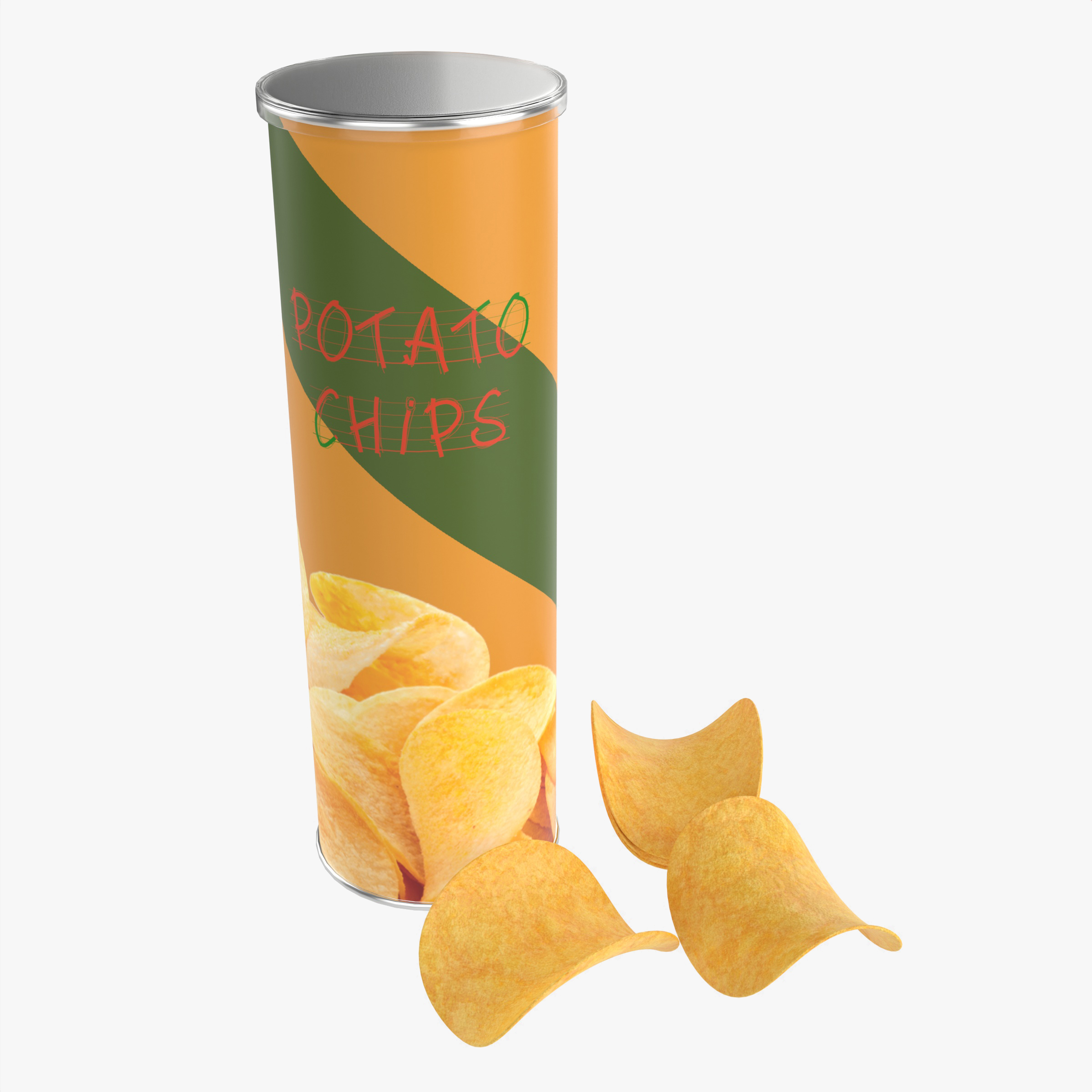 Potato chips with tube packaging PBR 3D Model - 3dmstock.com