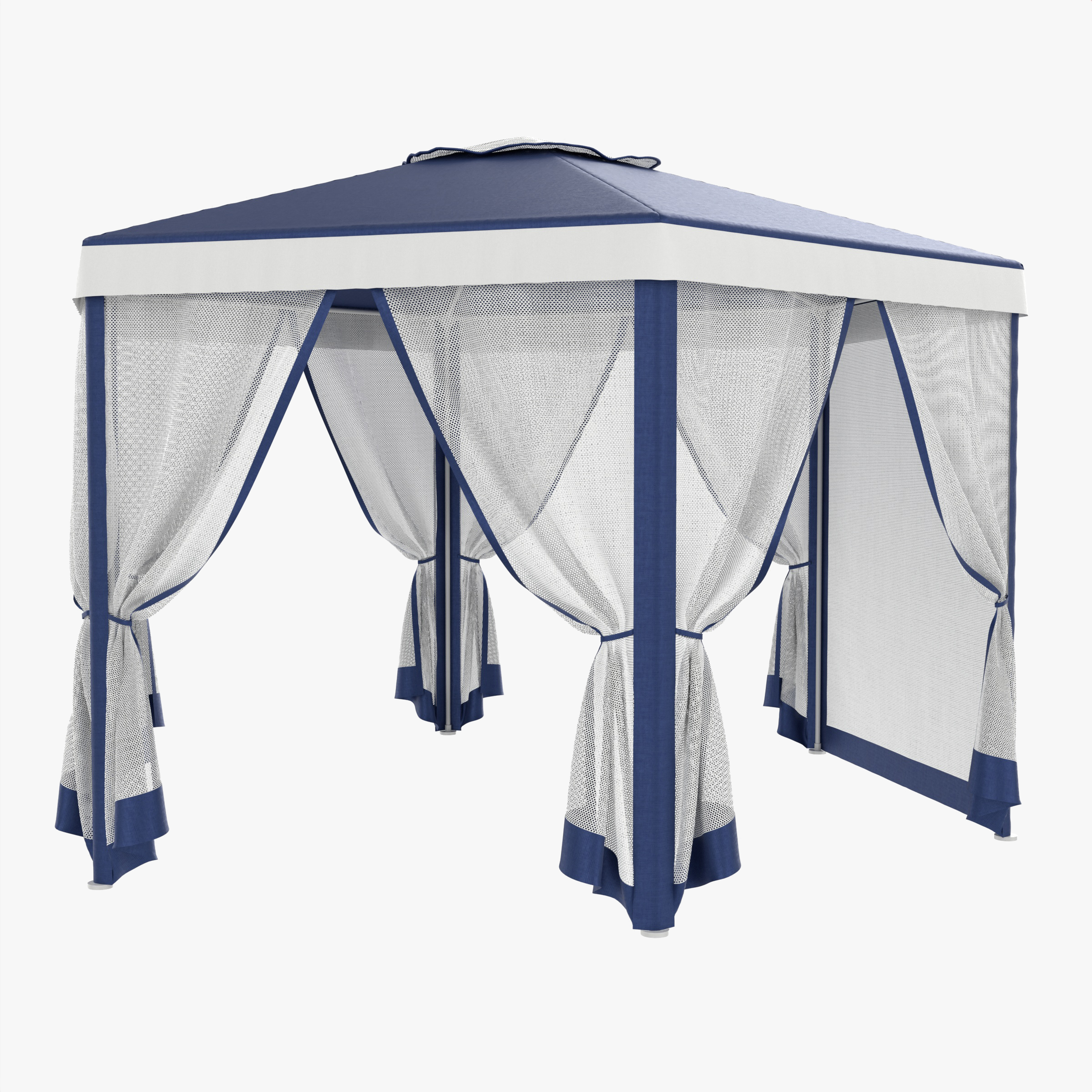 Hexagonal Garden Gazebo with Side Panels 01 PBR 3D Model - 3dmstock.com