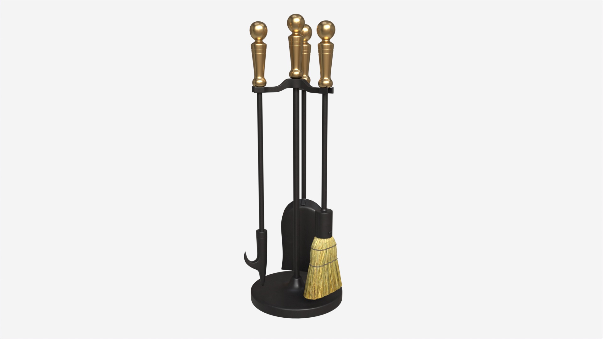 Mini Fireplace Tools 4-Set PBR 3D Model - 3dmstock.com