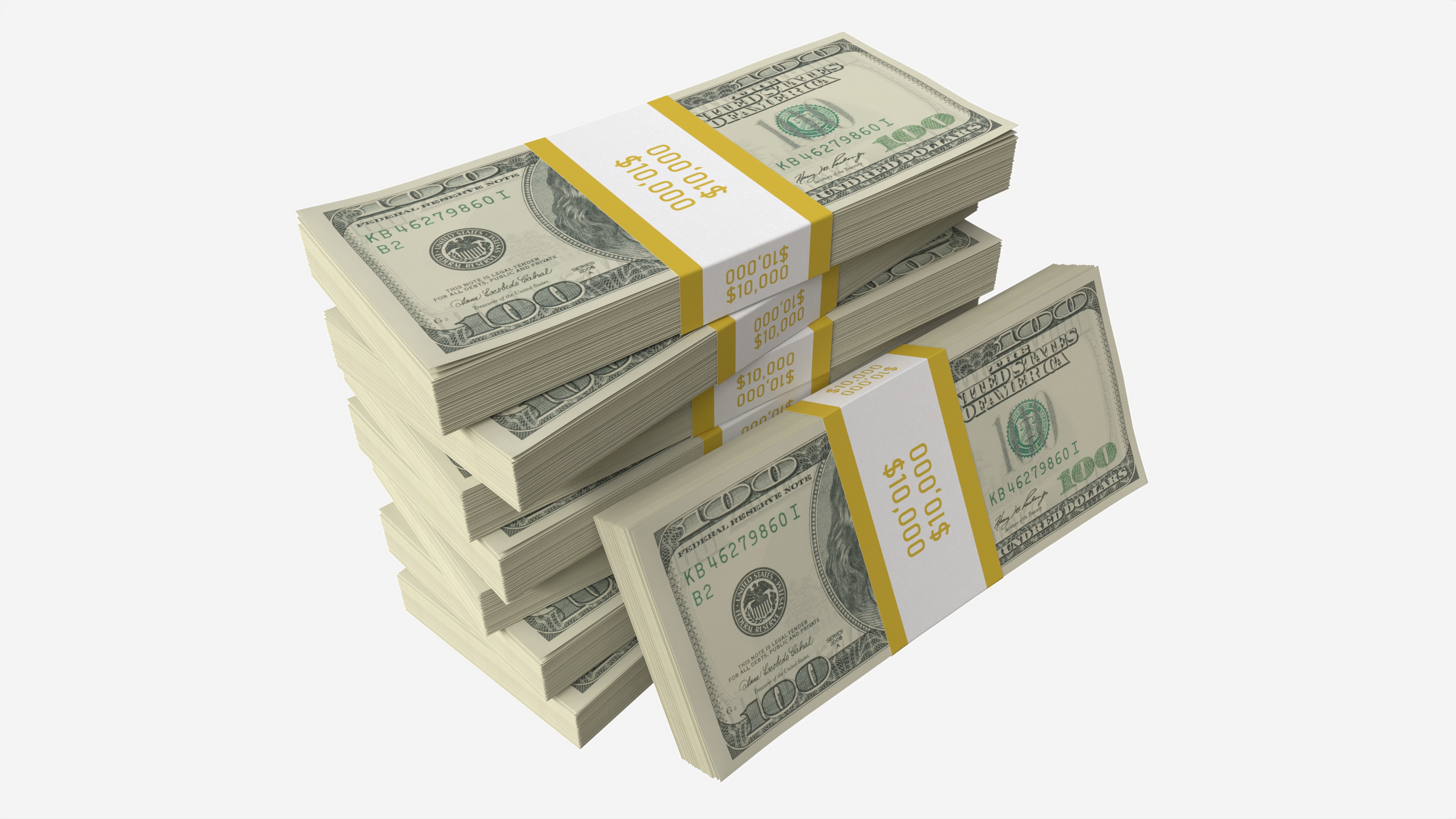 American dollar bundles medium set PBR 3D Model - 3dmstock.com