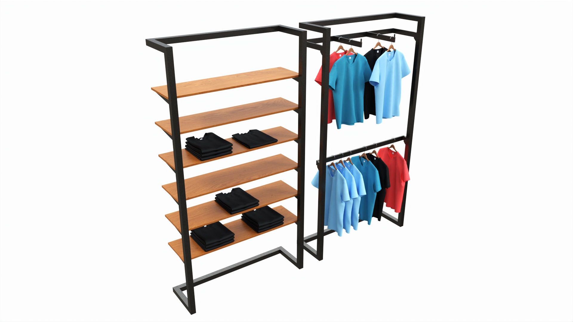 Store Wall Display Frame System PBR 3D Model - 3dmstock.com