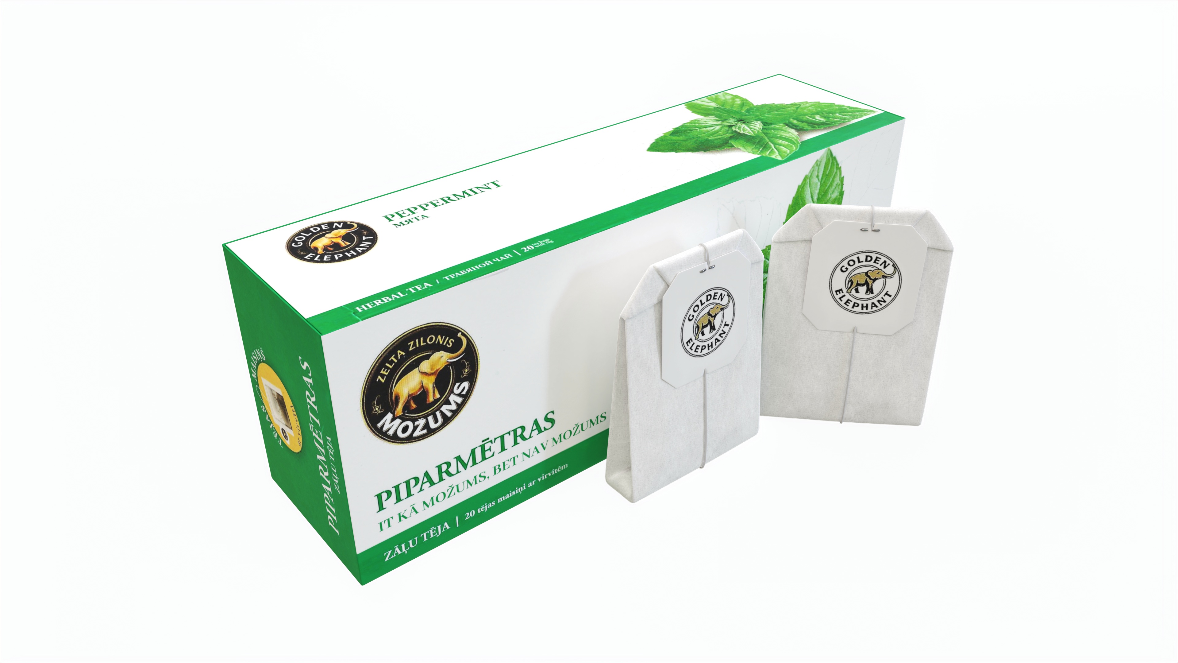 Peppermint Tea Paper Box With Tea Bags PBR 3D Model - 3dmstock.com