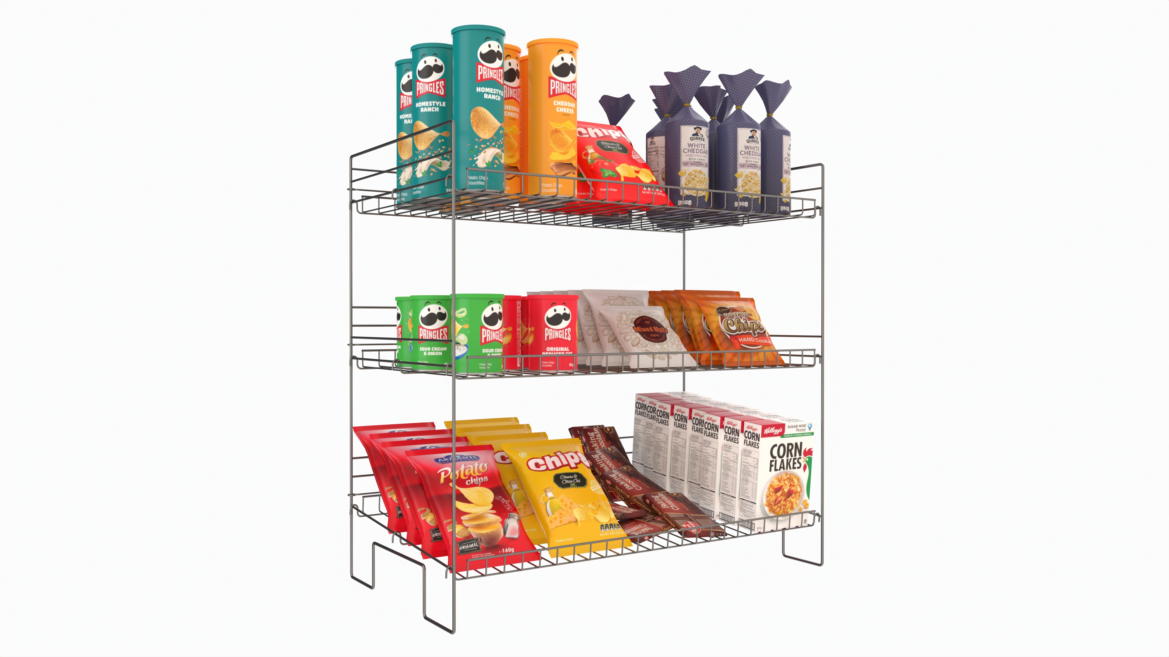 Store Wire Snack Shelf And Chip Rack PBR 3D Model - 3dmstock.com
