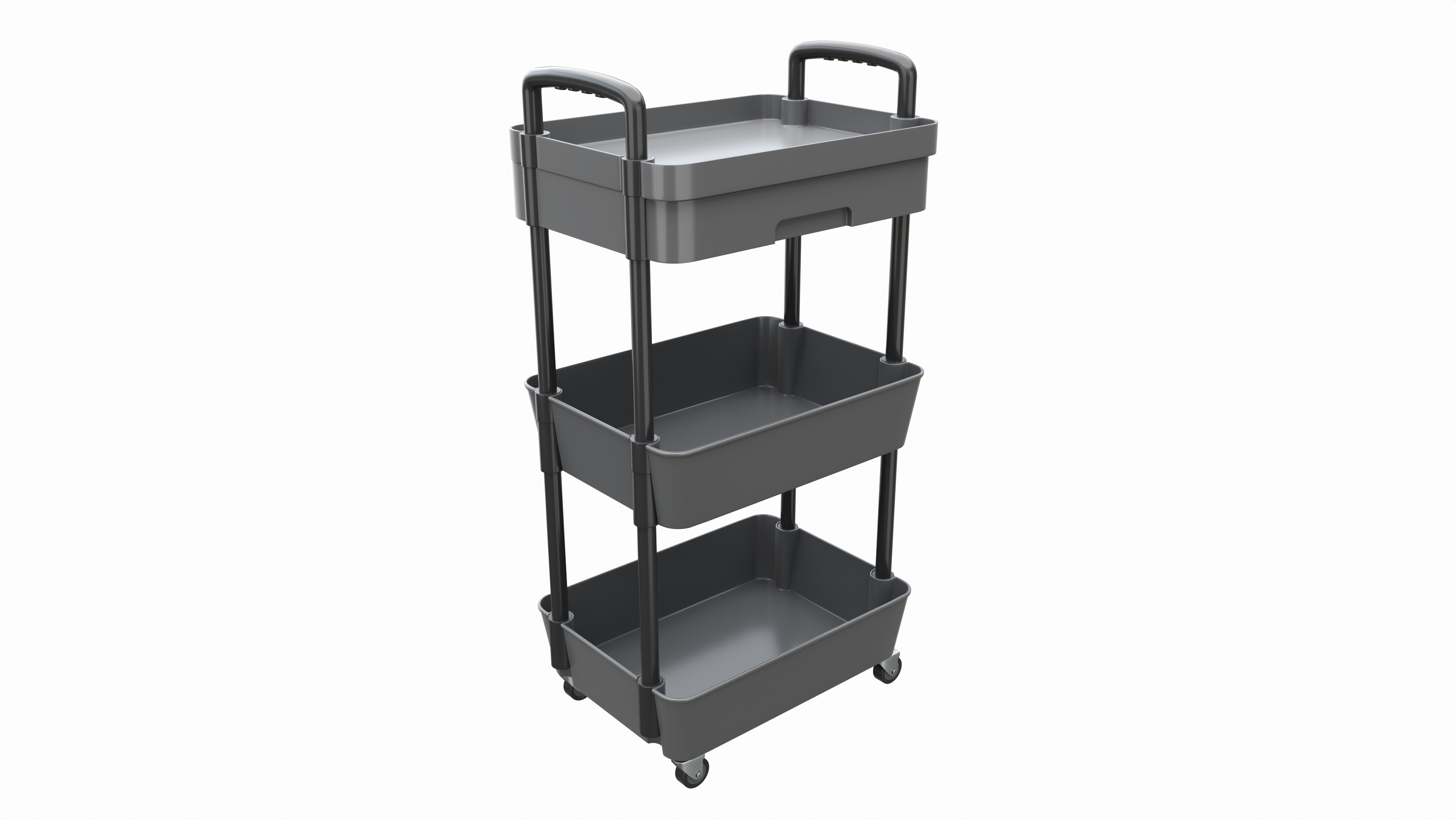 Rolling Utility Cart with Drawer 3-Tier PBR 3D Model - 3dmstock.com