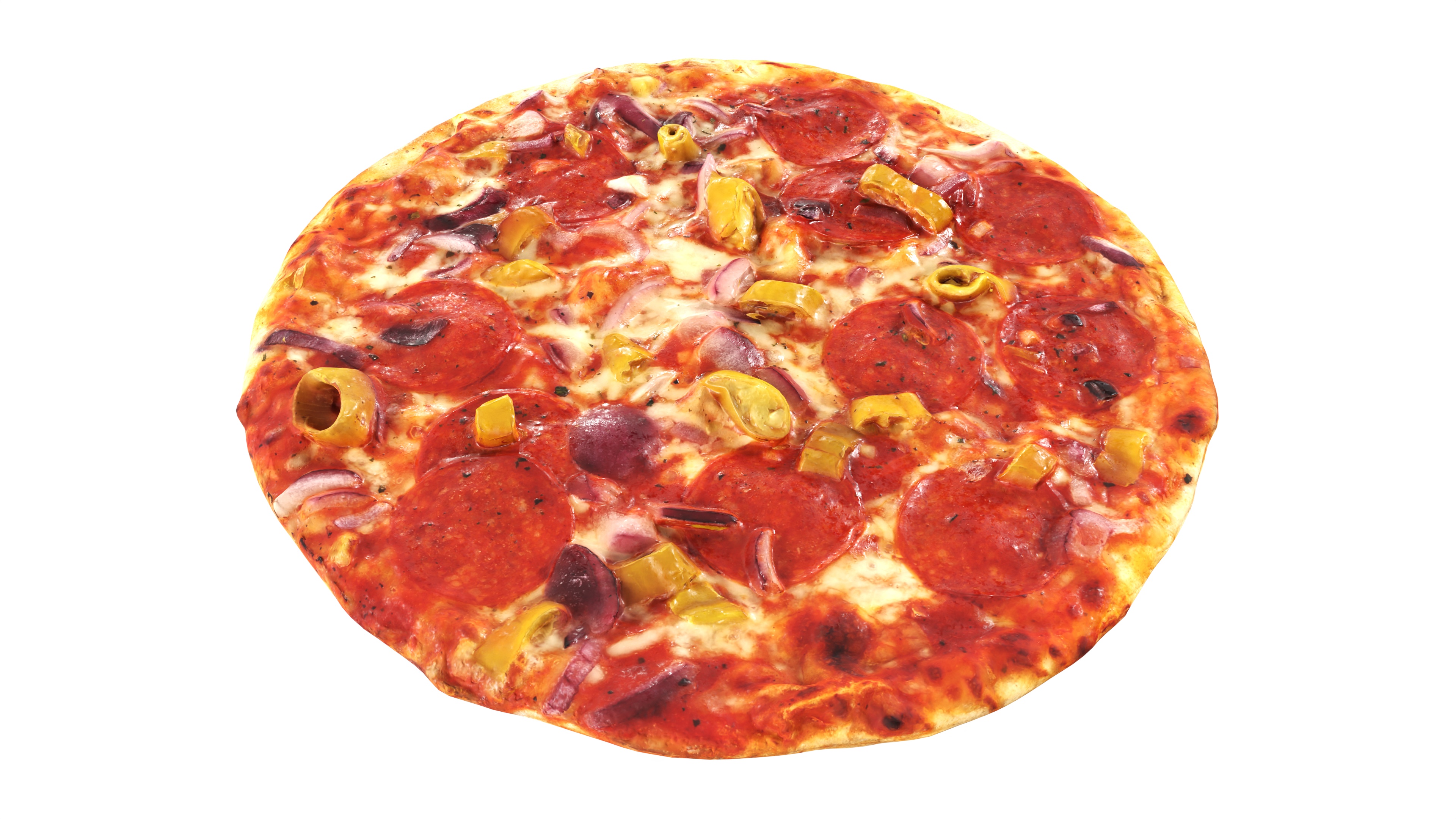 Pizza with salami and jalapeno PBR 3D Model - 3dmstock.com